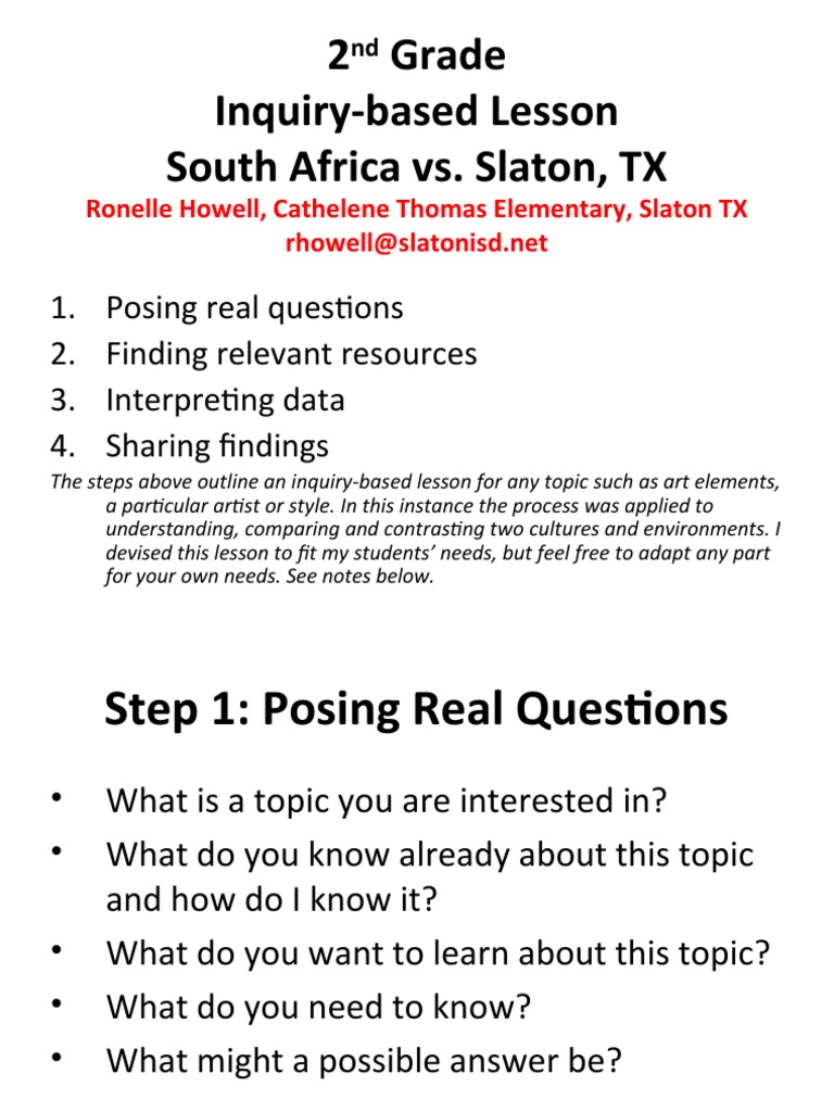 2nd Grade Cultural Inquiry Lesson | PDF | Inquiry Based Learning | Inquiry
