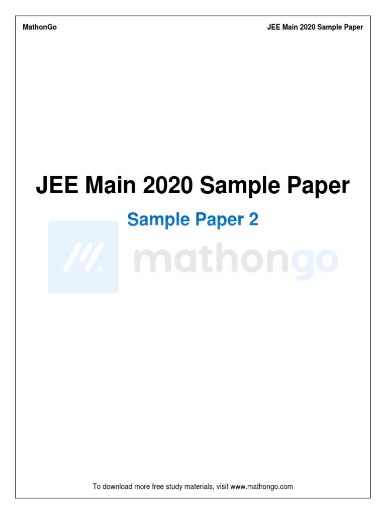 Jee Main Mock Test 02 Mathongo PDF | PDF