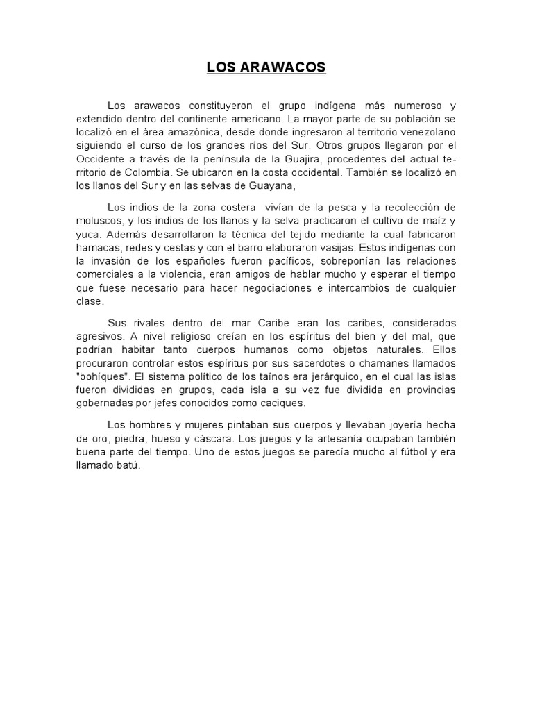Los Arawacos | PDF | Historia