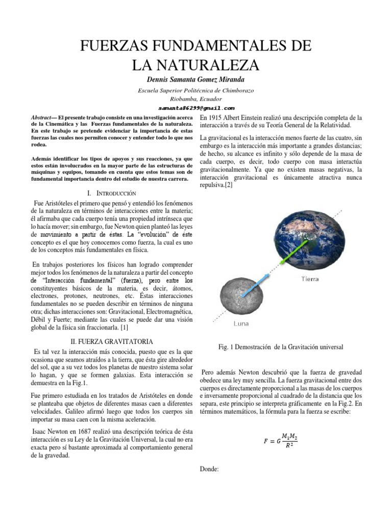 Fuerzas Fundamentales de La Naturaleza | PDF | Interacción fundamental | Gravedad