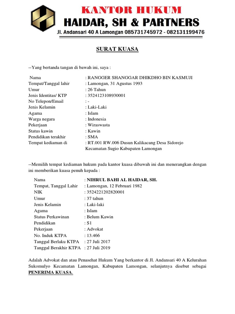 Surat Kuasa Perceraian | PDF