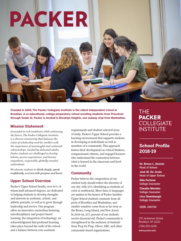 2018-19 The Packer Collegiate Institute School Profile | PDF | Teaching ...