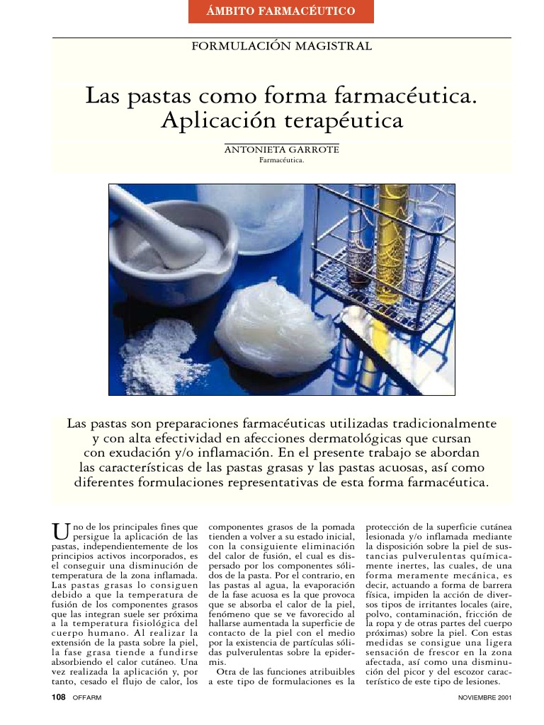 Las Pastas Como Forma Farmaceutica | PDF | Medicamentos con receta | Agua