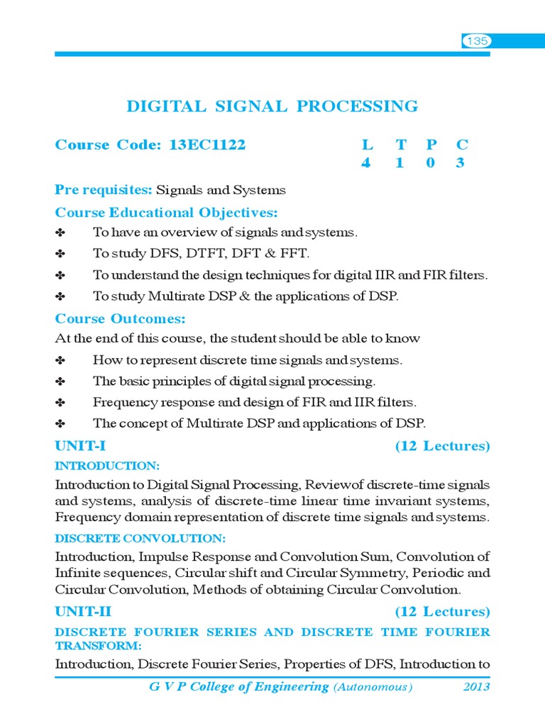 Digital Signal Processing Course | PDF | Digital Signal Processing ...