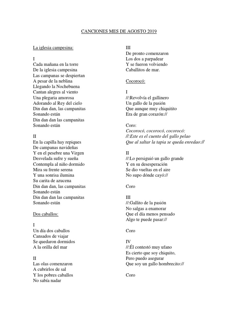 Canciones Mes de Agosto 2019 | PDF | Poesía | Clásicos