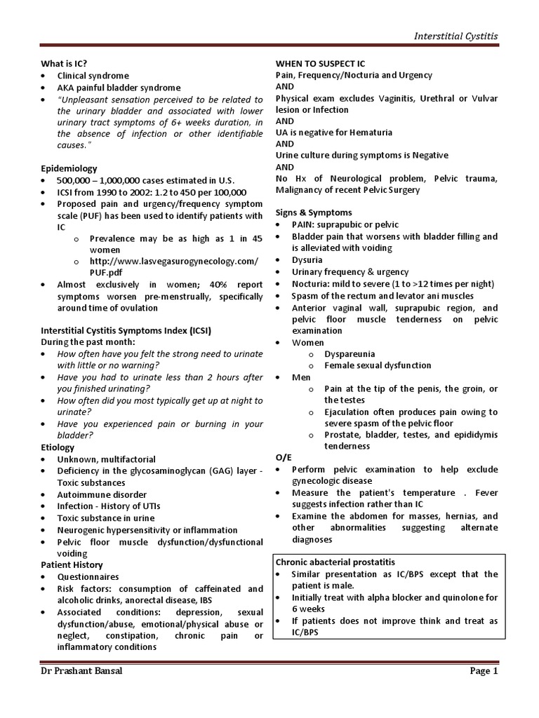 Interstitial Cystitis | PDF | Urinary Tract Infection | Urology