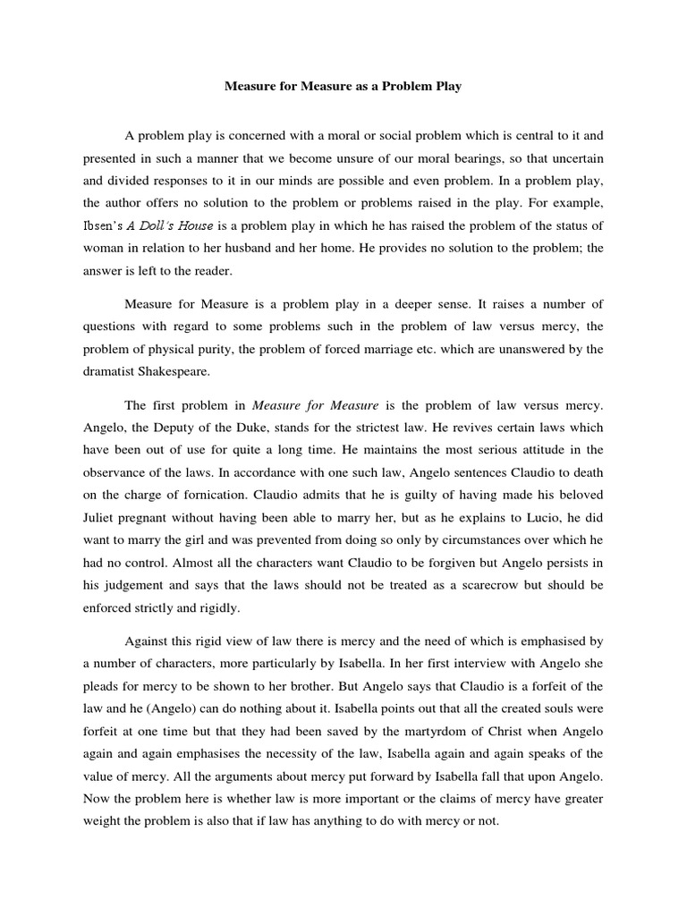 Measure For Measure As A Problem Play | PDF | Social Institutions ...