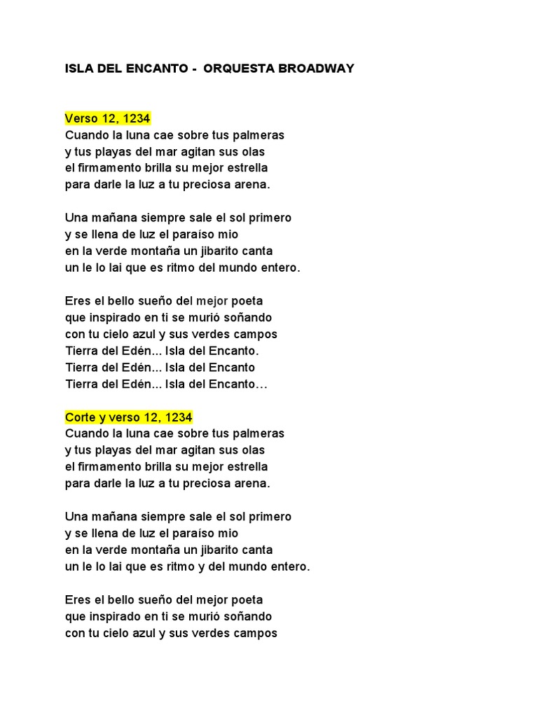Isla del Encanto: Letra y Poemas | PDF | Poesía | Clásicos