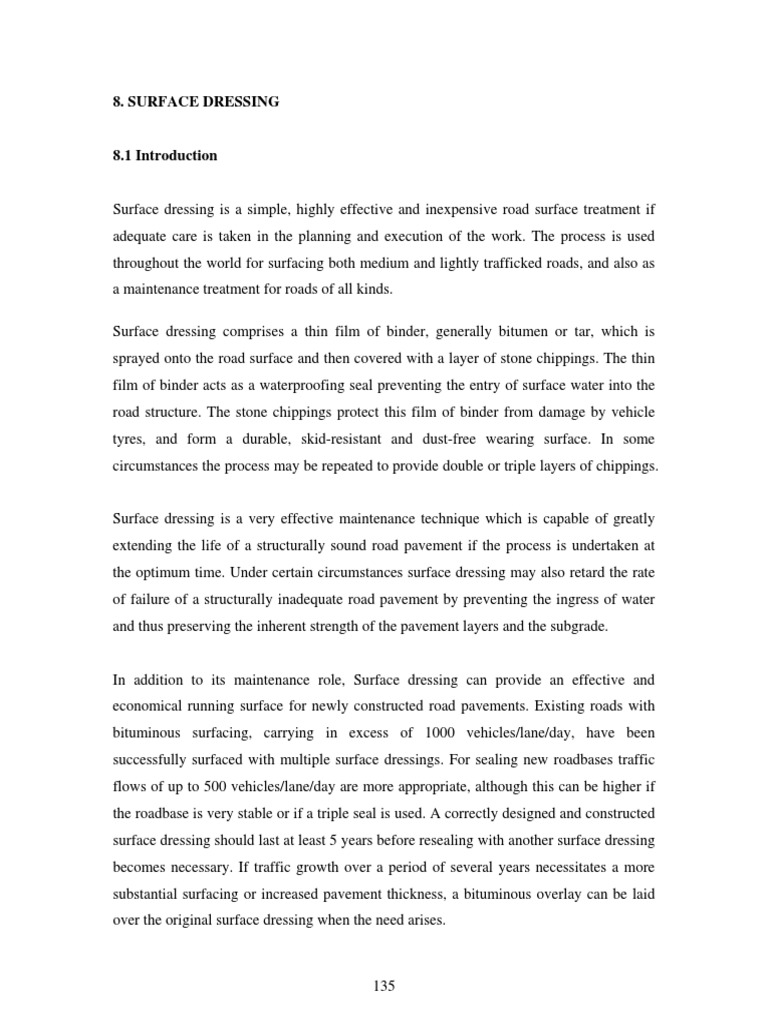 Chapter 8 Surface Dressing | PDF | Asphalt | Road Surface