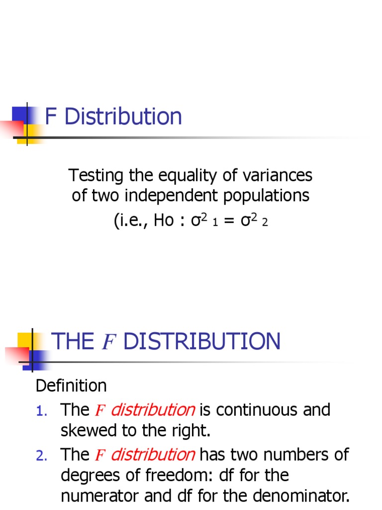 F Distribution | PDF | Degrees Of Freedom (Statistics) | Skewness