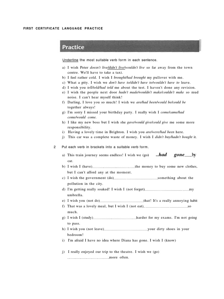 FIRST CERTIFICATE LANGUAGE PRACTICE | PDF | Grammatical Tense