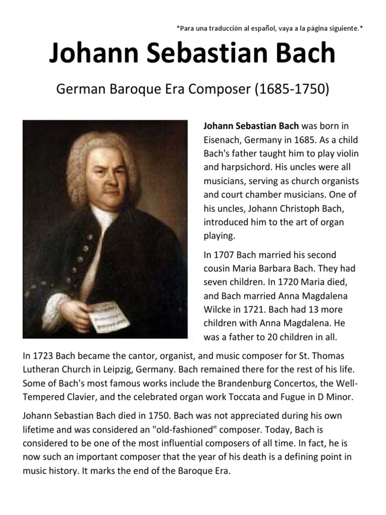 Johann Sebastian Bach Biography | PDF | Johann Sebastian Bach | Música ...
