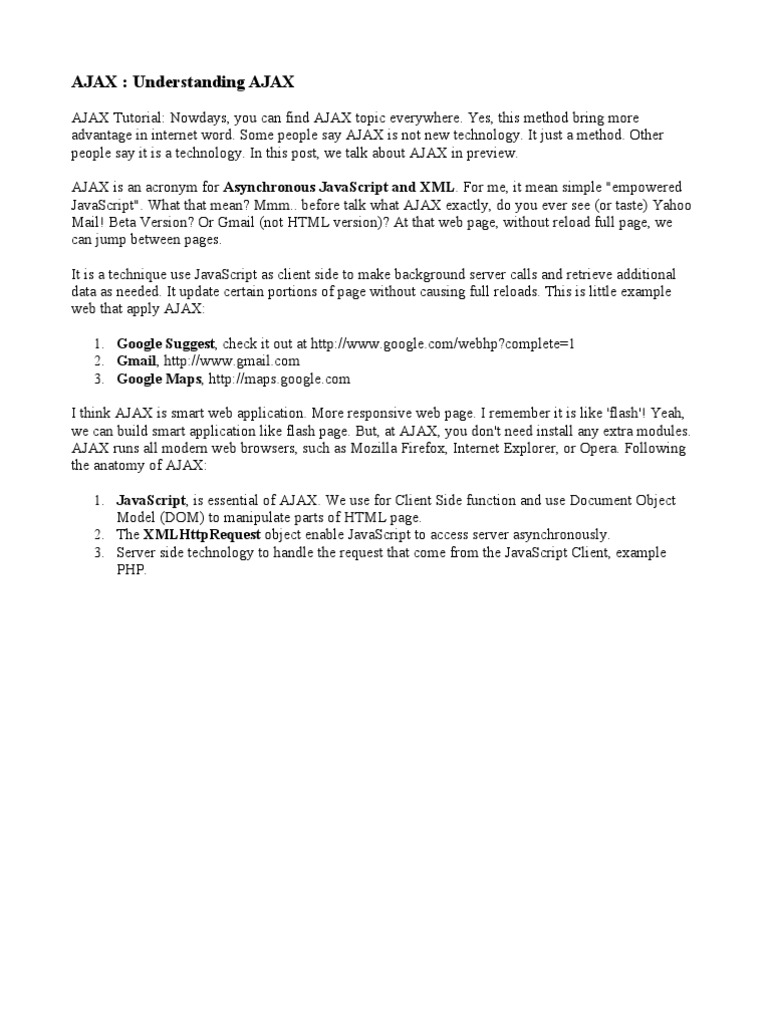 Ajax Pdf Ajax Programming Java Script