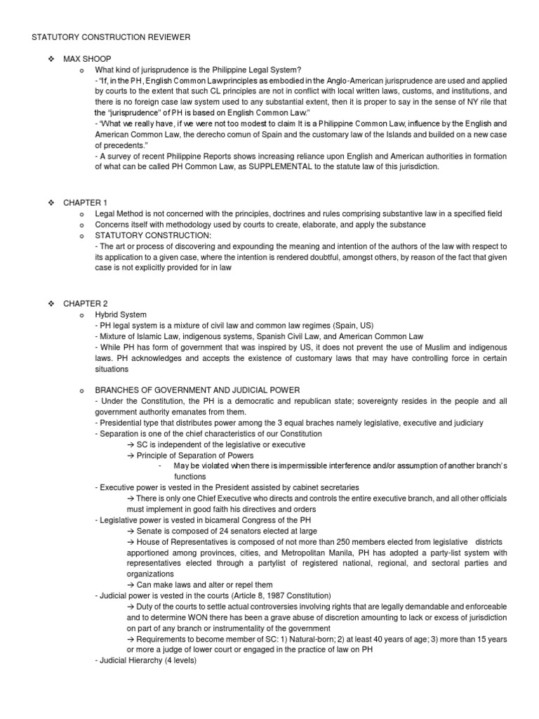 Statutory Construction Reviewer | PDF | Precedent | Res Judicata