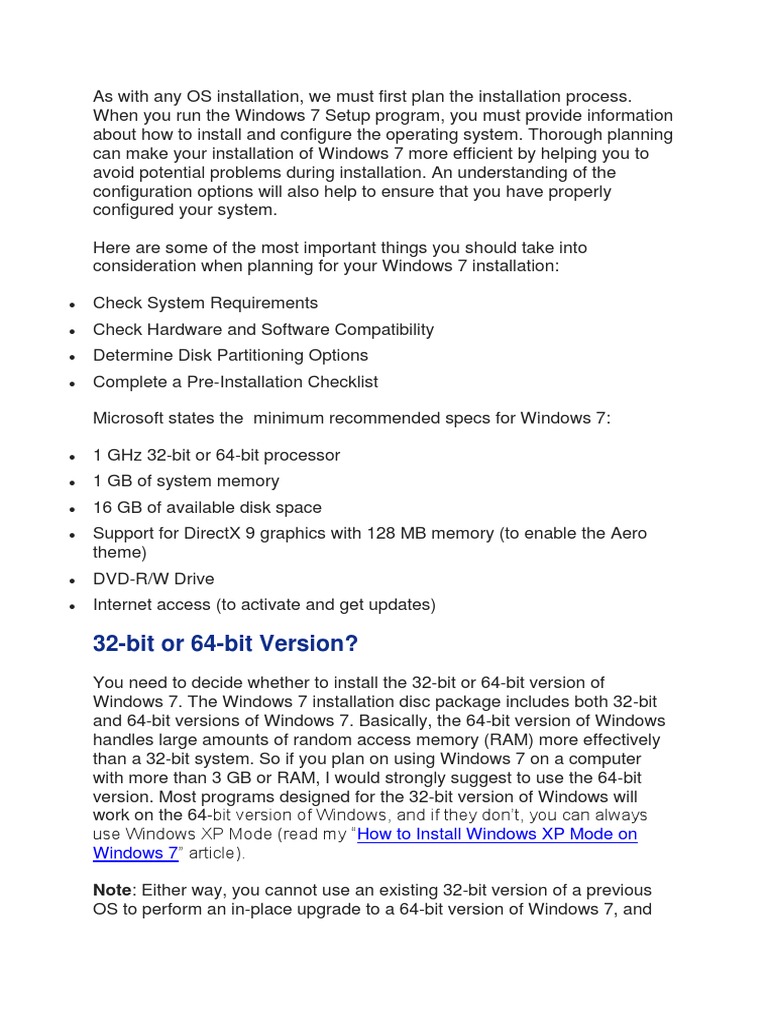 Installing Windows 7 Steps | PDF | 64 Bit Computing | Windows 7