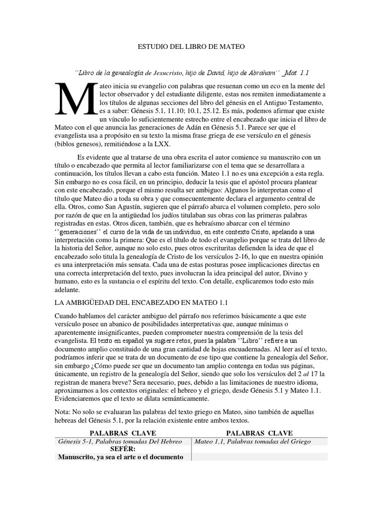 Mateo 1.1 | PDF | Evangelios | Libro del Génesis
