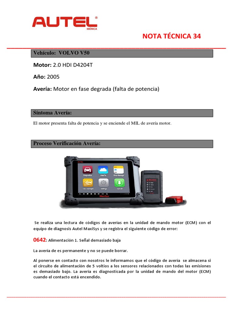 Volvo V50 DTC 0642 PDF | PDF | Ingenieria Eléctrica | Bienes manufacturados