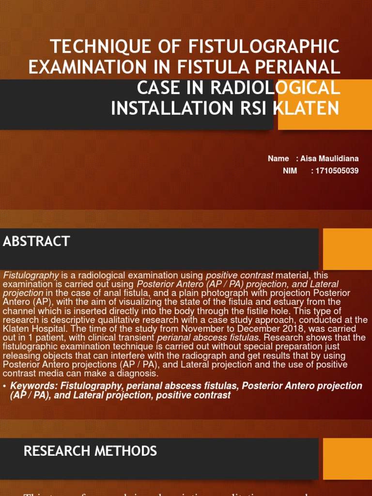 Technique and Findings of a Fistulographic Examination for a Patient ...
