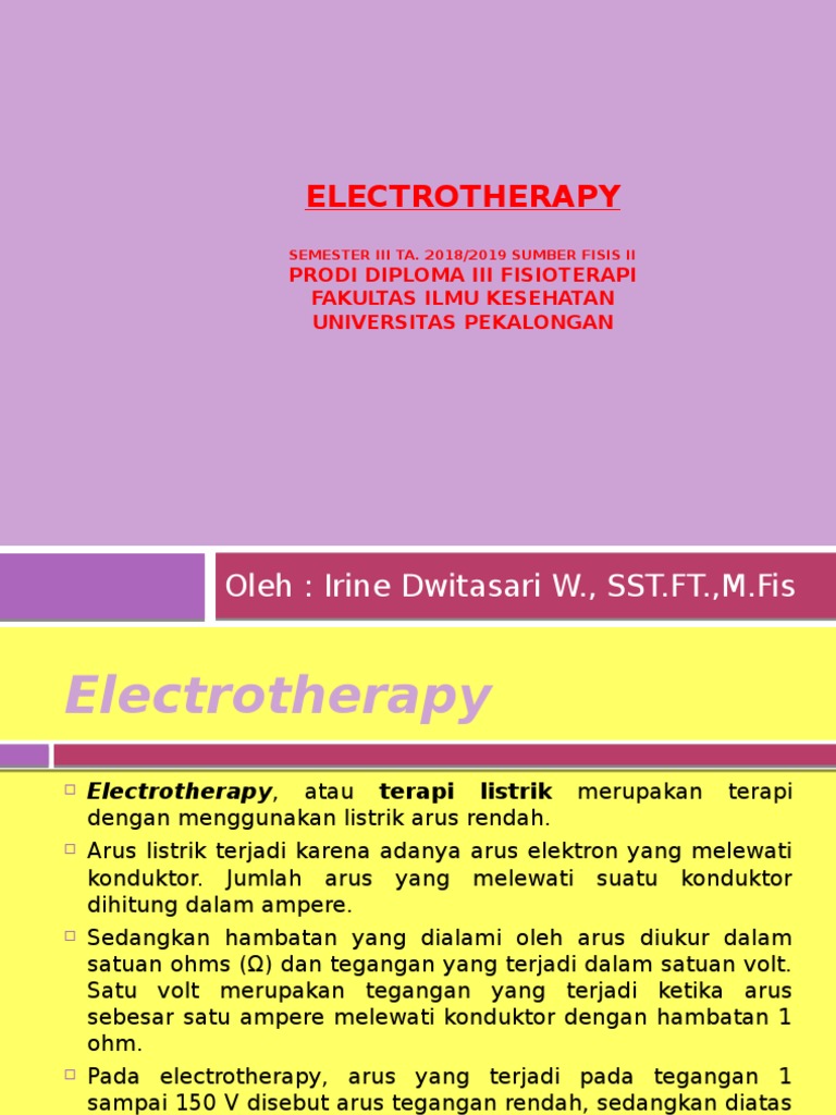 Pengenalan Elektroterapi Fisioterapi | PDF | Kesehatan Holistik | Sains ...