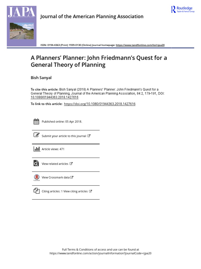 A Planners' Planner: Exploring John Friedmann's Lifelong Quest to ...