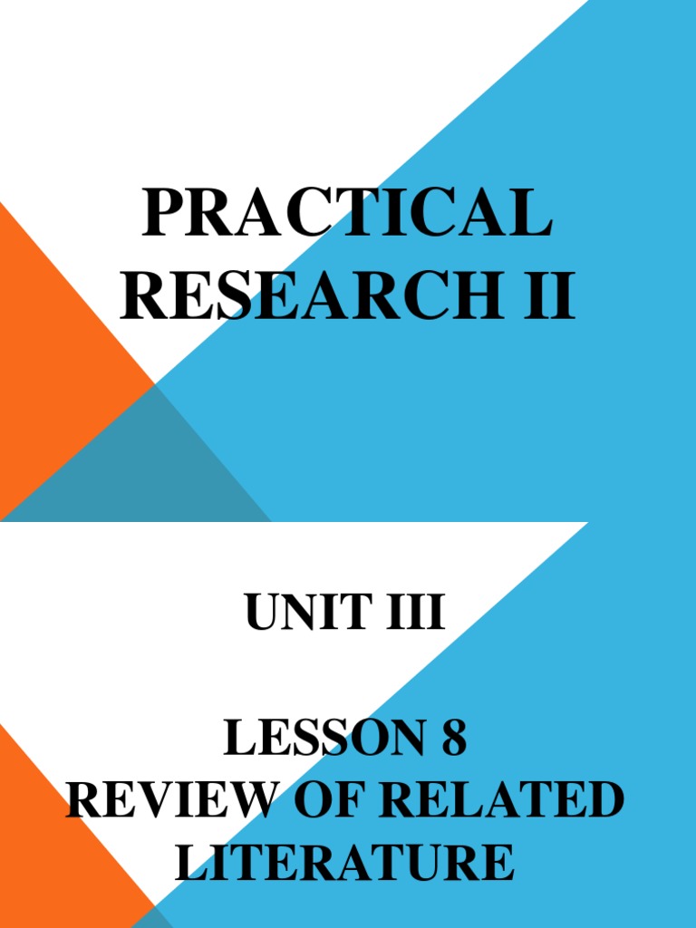 Unit 3 Lesson 8 Review of Related Literature | PDF | Systematic Review ...