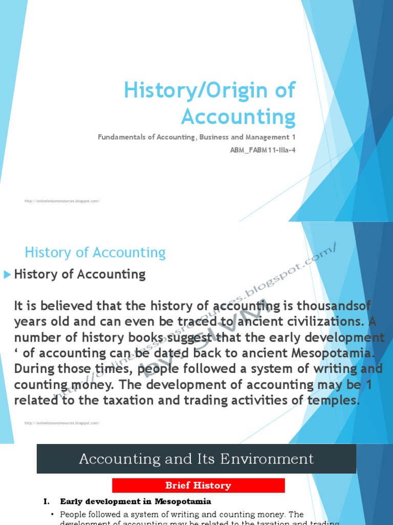 History and Origins of Accounting | PDF | Service Industries | Accounting