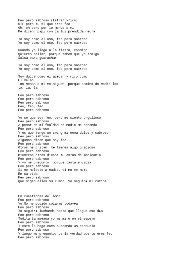 Feo pero Sabroso: Letra y Significado | PDF