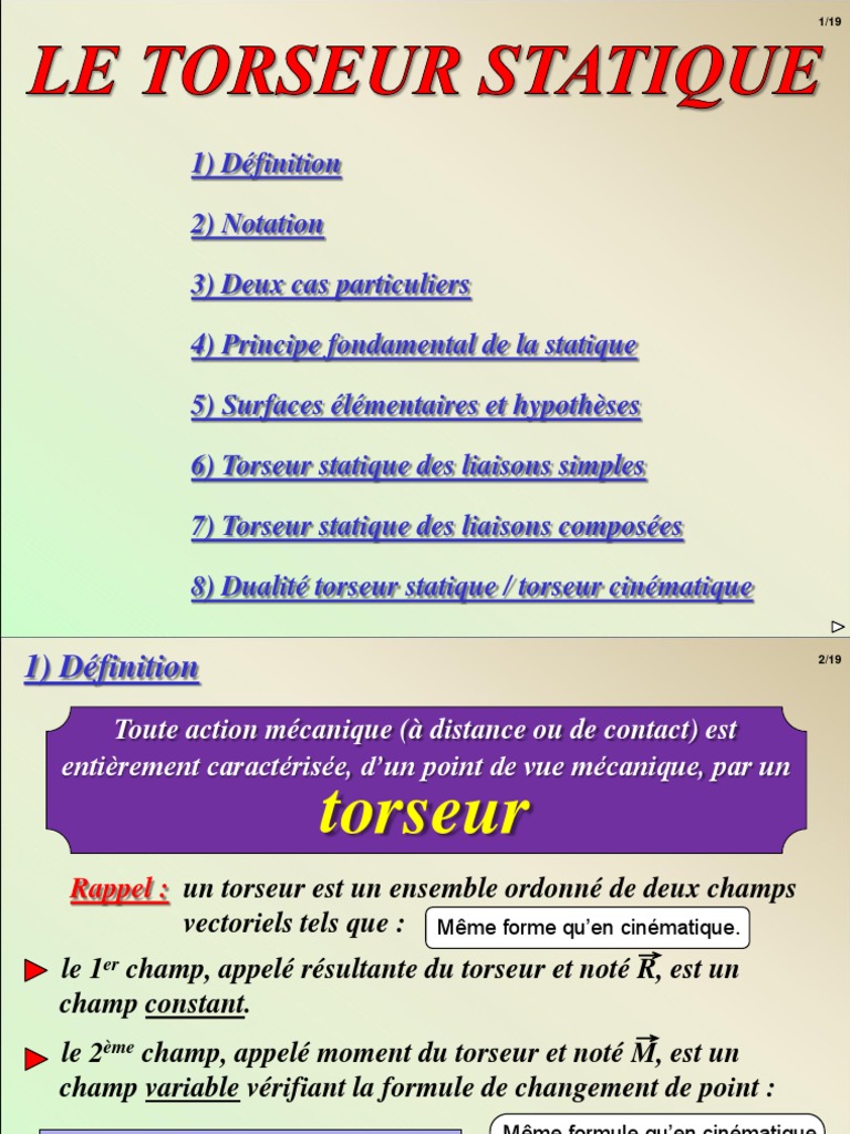 15 Inversee - Torseur Statique | PDF | Obliger | Mouvement (Physique)