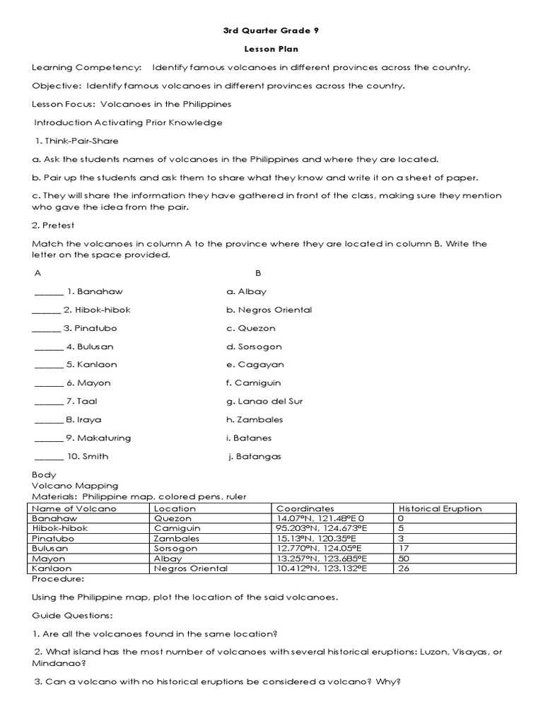 3rd Quarter Grade 9 - Types | PDF | Volcano | Volcanic Eruption