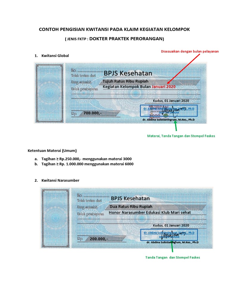 Contoh Pengisian Kwitansi Pada Klaim Kegiatan Kelompok | PDF