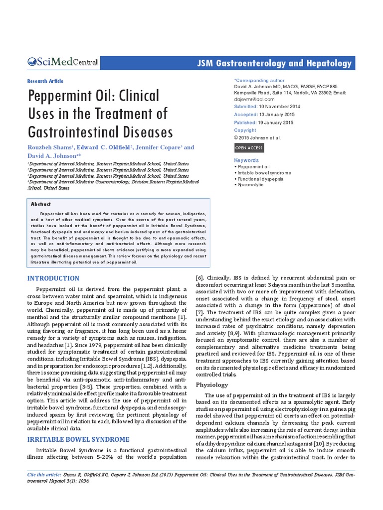 gastroenterology-PEPPERMINT OIL | PDF | Irritable Bowel Syndrome ...