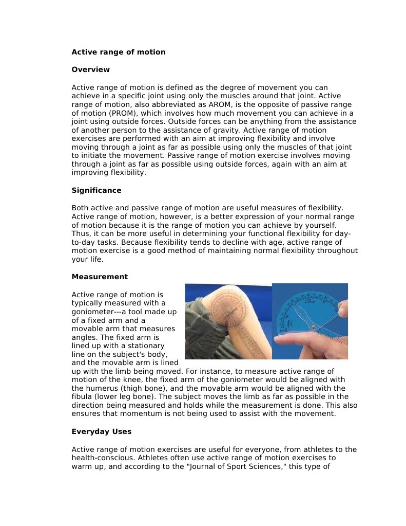 Active Range of Motion | PDF