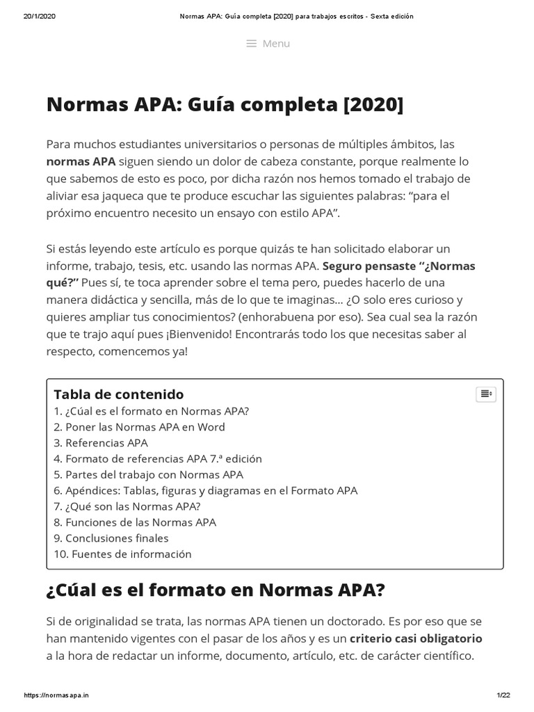 Normas Apa Guía Completa [2020] Para Trabajos Escritos Sexta Edición