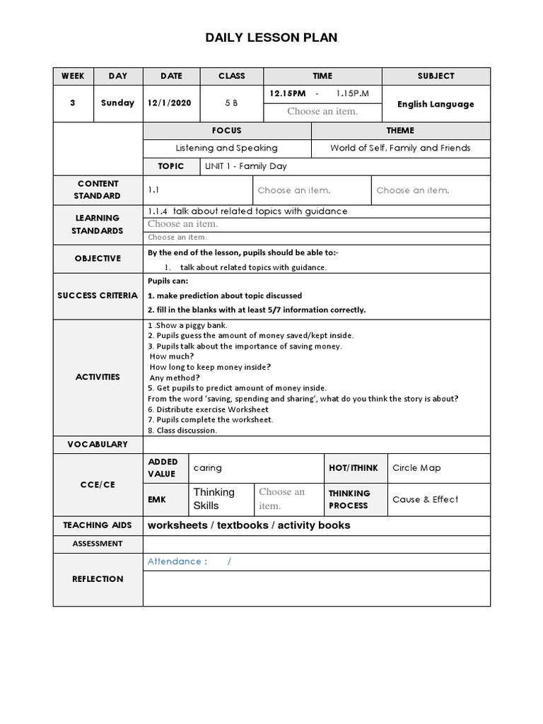 RPH Bi Year 5 | PDF | Lesson Plan | English Language