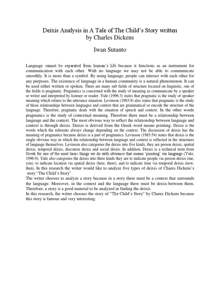 Deixis Analysis in A Tale of The Child | PDF | Context (Language Use ...