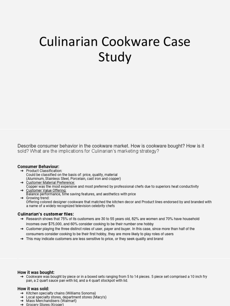 Culinarian Cookware Case Study | PDF | Cookware And Bakeware | Retail