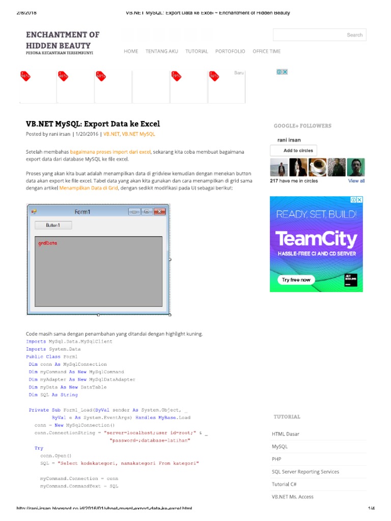 MySQL - Export Data Ke Excel From Data Grid | PDF