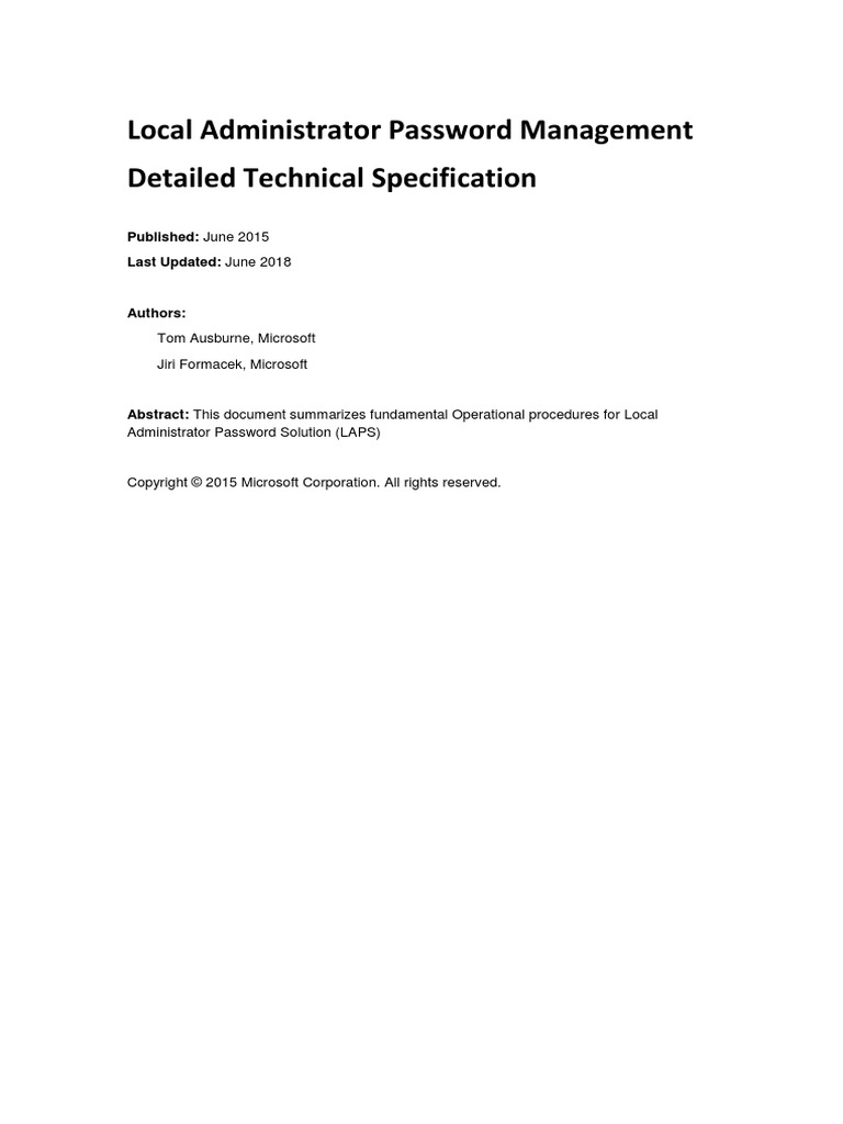 LAPS OperationsGuide | PDF | Group Policy | Password