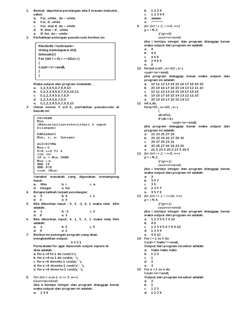 Soal Pemrograman Dasar X MM | PDF | Komputer | Teknologi & Rekayasa
