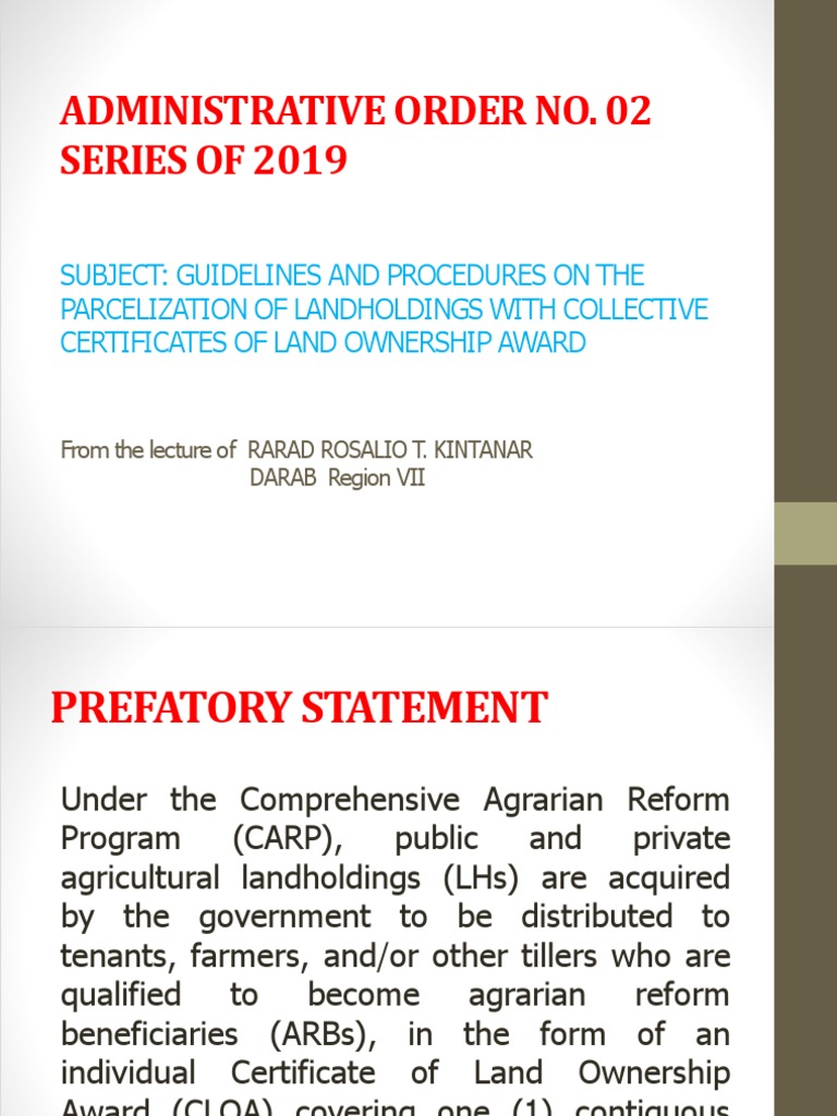 Administrative Order No. 2 Series of 2019 | PDF | Law And Economics ...
