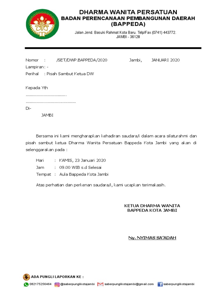 Format Surat Undangan Dharma Wanita | PDF