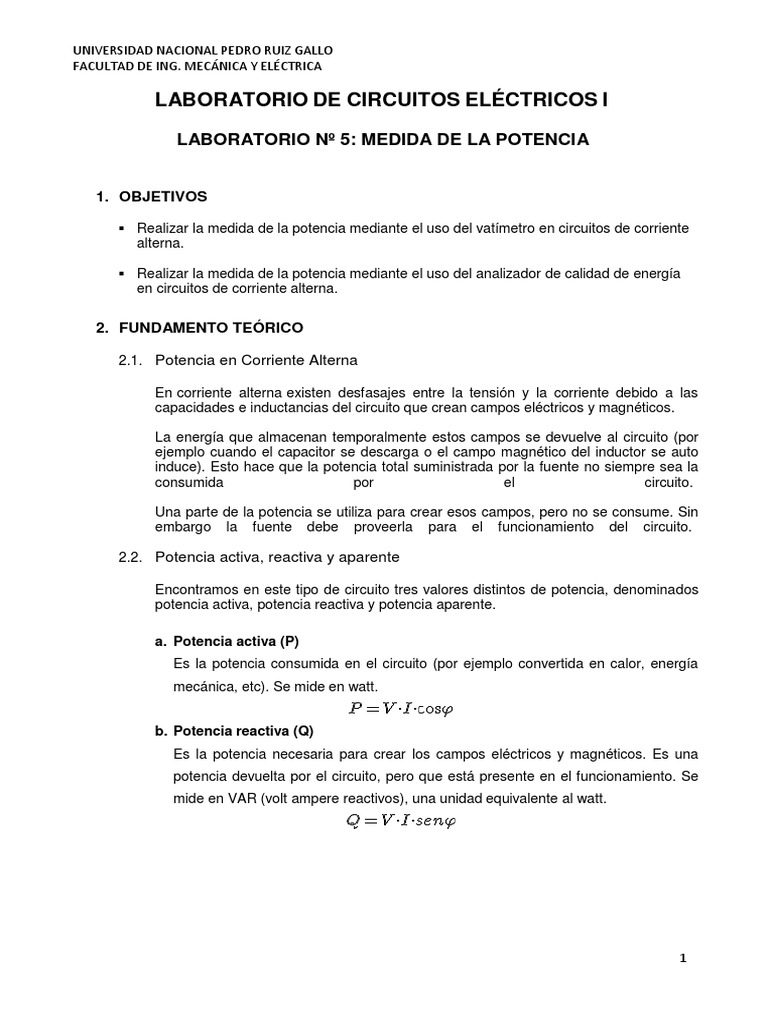 Laboratorio 5 Circuitos Electricos II | Descargar gratis PDF | Energia electrica | Corriente ...