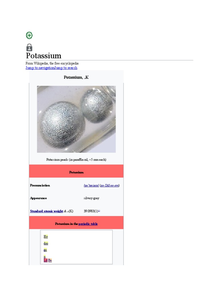 Potassium Notes | PDF | Potassium | Diet & Nutrition