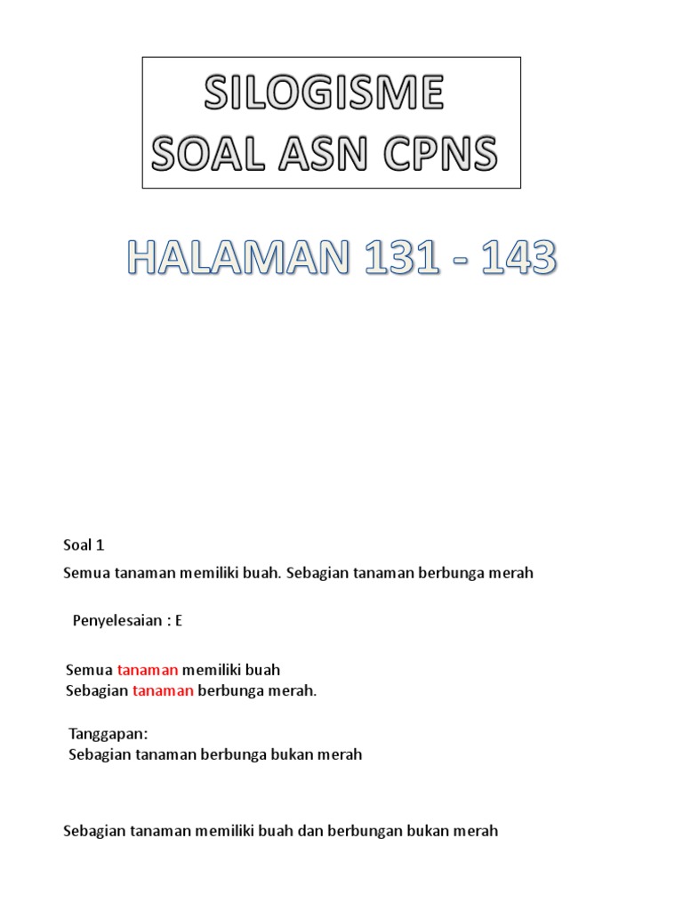 Soal Tiu CPNS 2019 Tiu Silogisme CPNS 2019 Bagian 1 | PDF