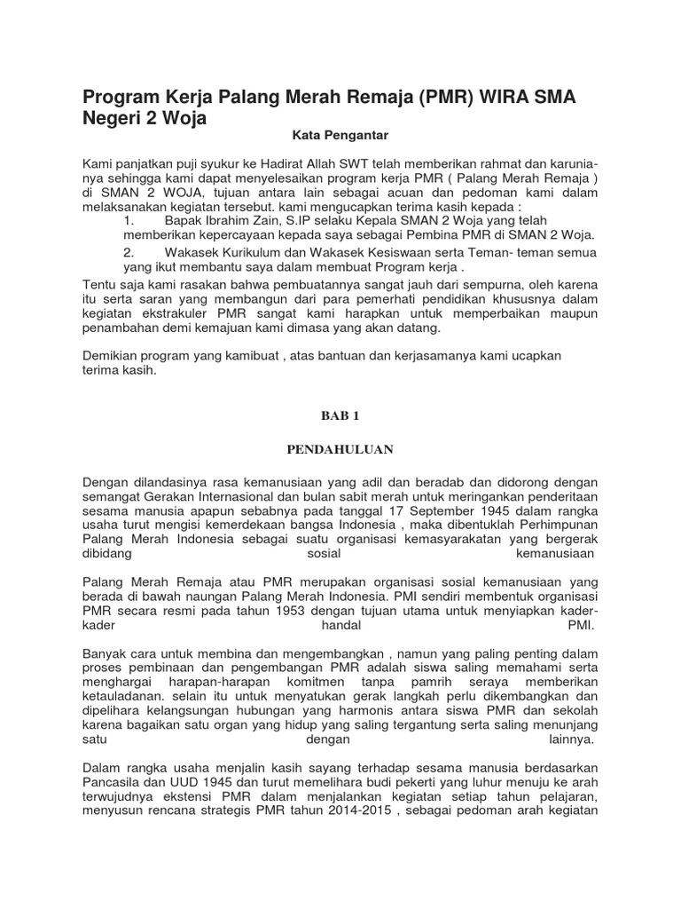 Program Kerja PMR SMAN 2 Woja 2014-2015 | PDF
