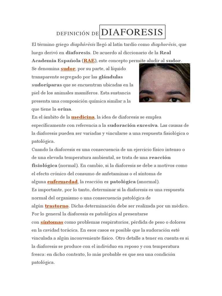 Definición de Diaforesis | PDF | Tinnitus | Transpiración