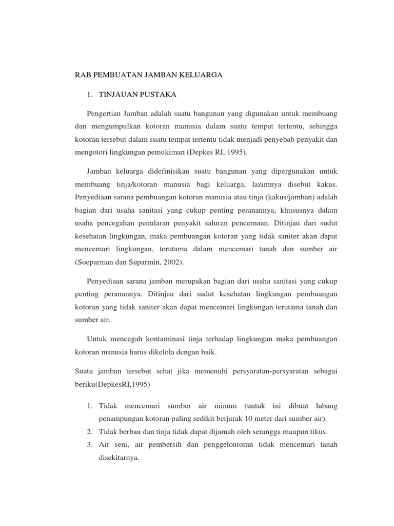 RAB Pembuatan Jamban Keluarga Sehat | PDF | Griya & Taman
