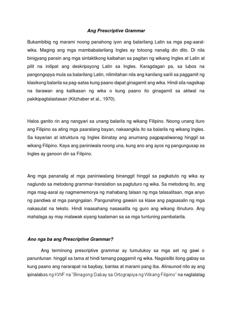 Prescriptive Grammar Written | PDF