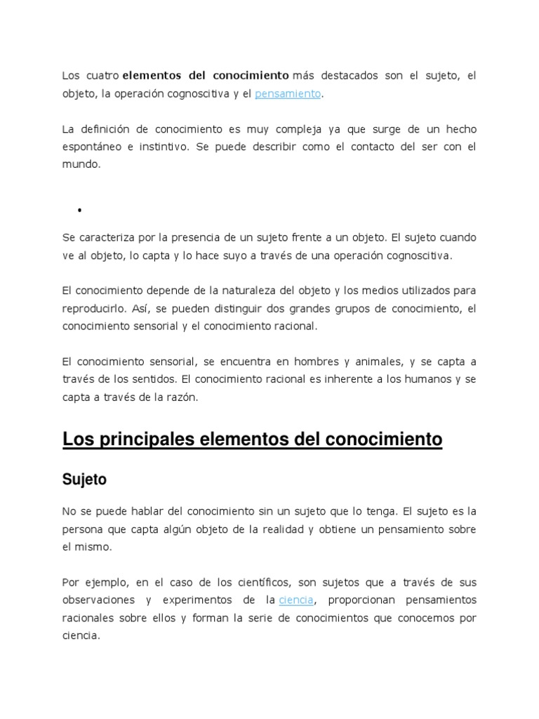 Elementos Del Conocimiento | PDF | Razón | Conocimiento