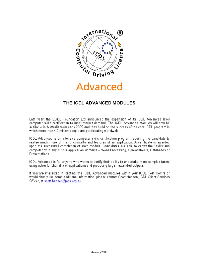 ICDL Advanced Modules 01.05 PDF | PDF | Business